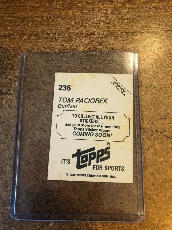 1982 Topps Baseball Stickers # 236 Tom Paciorek | eBay