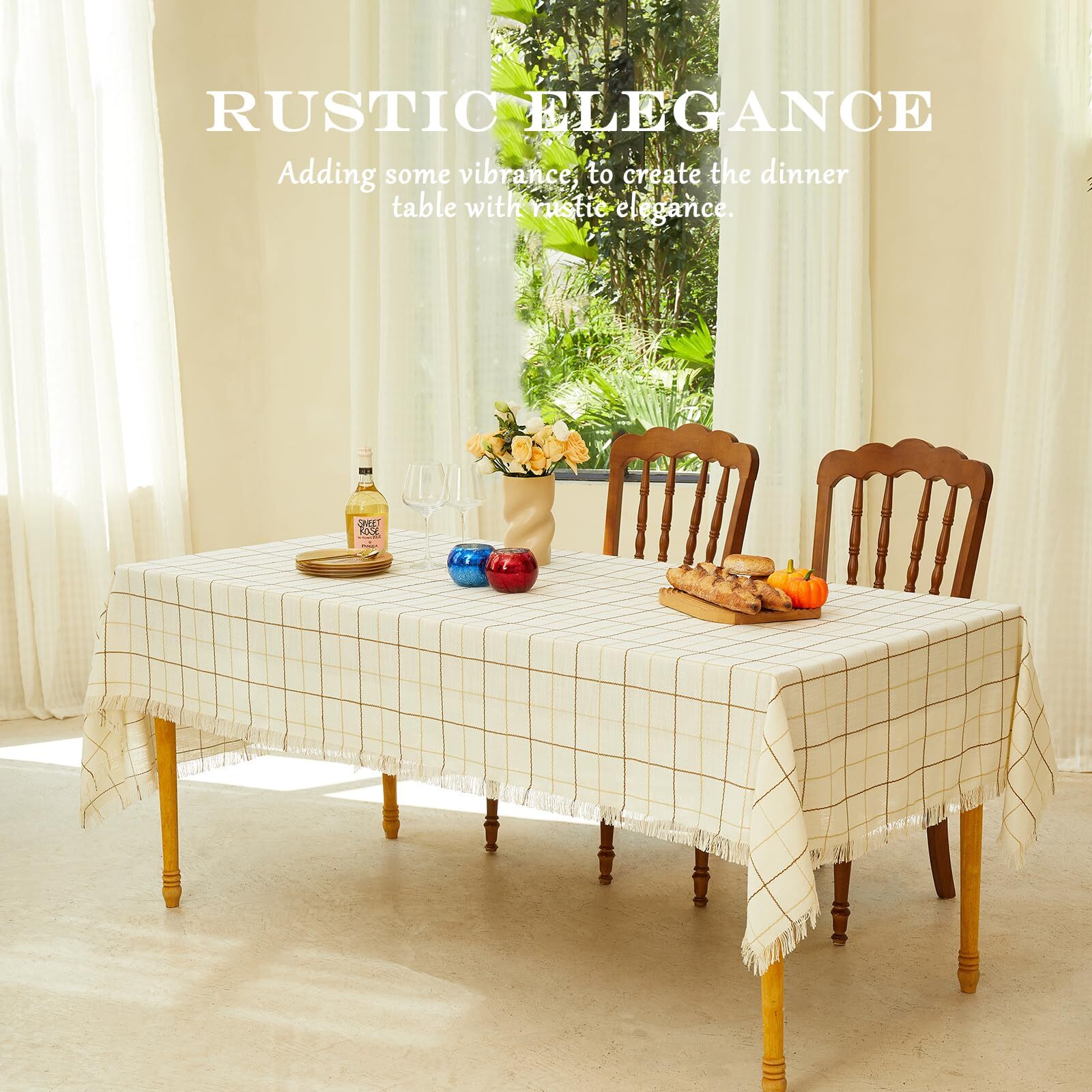 Table Cloth Square Table-Rustic Cotton Tablecloth Craft Fringed Burlap ...