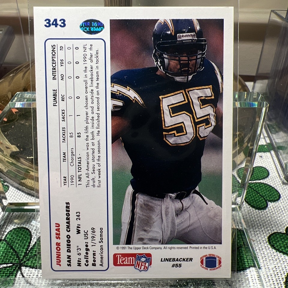 JUNIOR SEAU Chargers 1991 UPPER DECK Football Card #343 Rookie Card | eBay