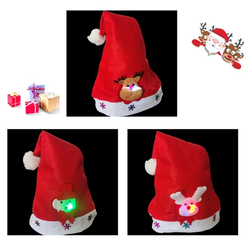 Christmas Christmas Wrinkled Hat Santa Claus LED Light Up Festive Gifts ...