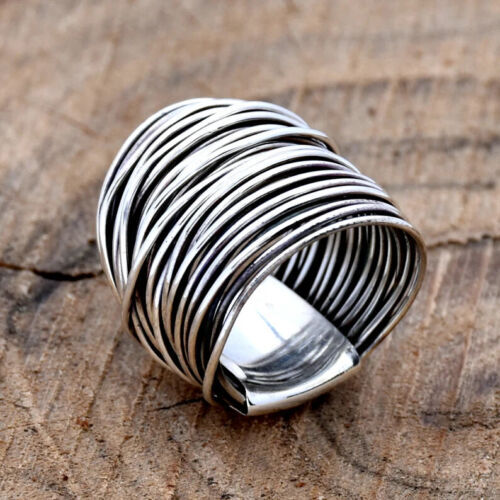 Solid 925 Sterling Silver Multi Layer Ring Band Ring Handmade Ring All ...