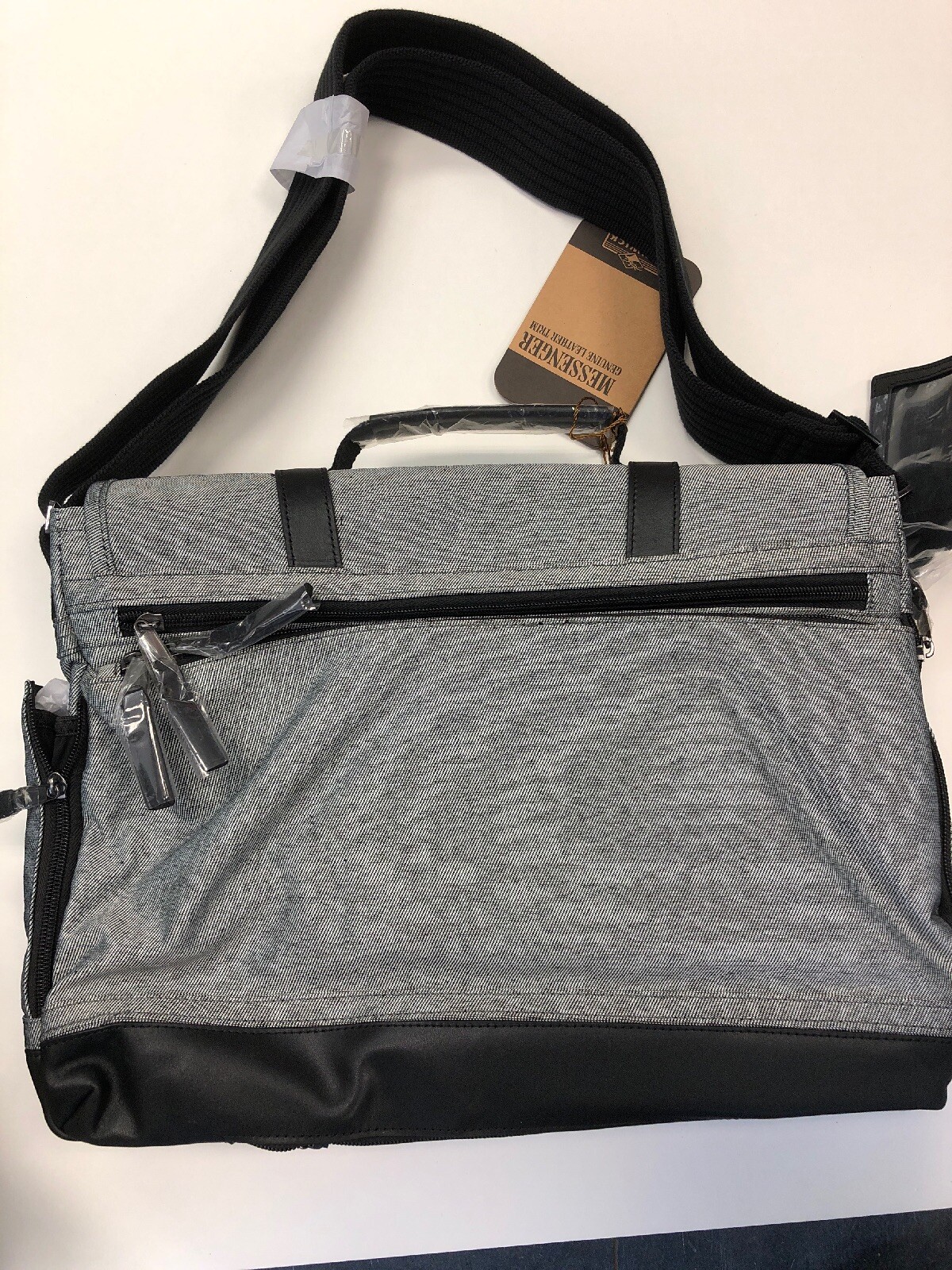 Renwick Treated Canvas & Leather Messenger Shoulder Bag with RFID (GRY ...