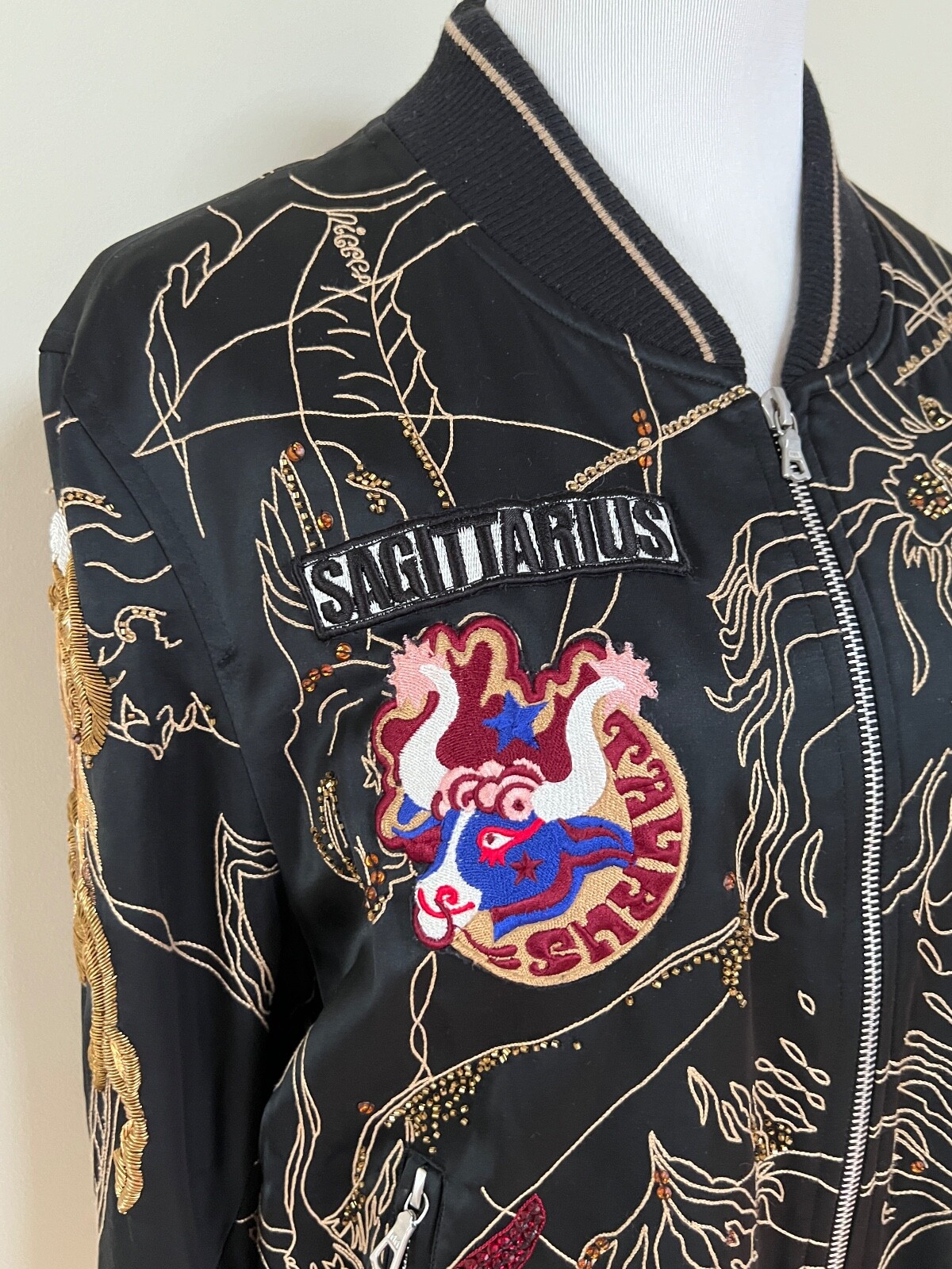 New Dries Van Noten Zodiac Astrology Embroidered Patch Beaded Bomber Jacket Sz L | eBay