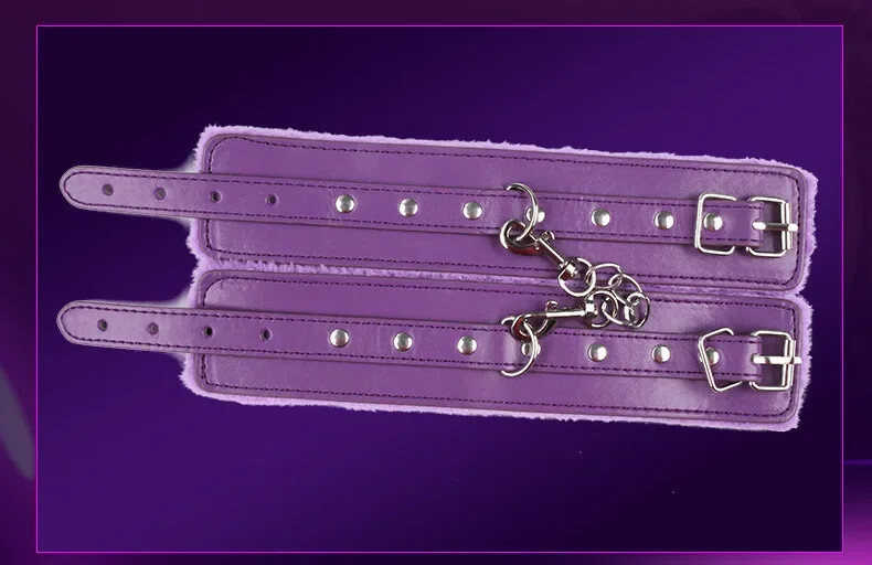 Furry Fuzzy PU Leather Wrist Handcuffs Adjustable Restraint Sex Cuff ...