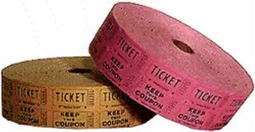 2 Part Rolls Raffle Tickets 2000 Pack Colors are Random Carnival 50/50 ...