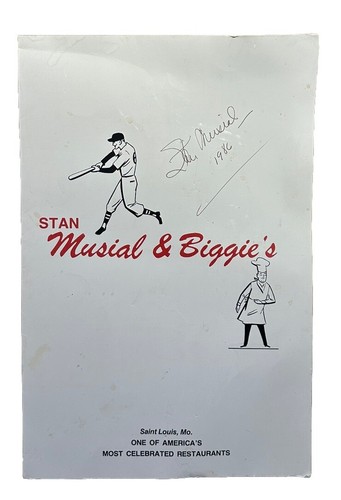 Stan “The Man” Musial Signed Musial & Biggies Full Restaurant Menu ...