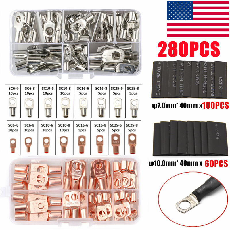 Car Copper Lug Ring Terminals Cable Electrical Wire Crimp Connectors ...