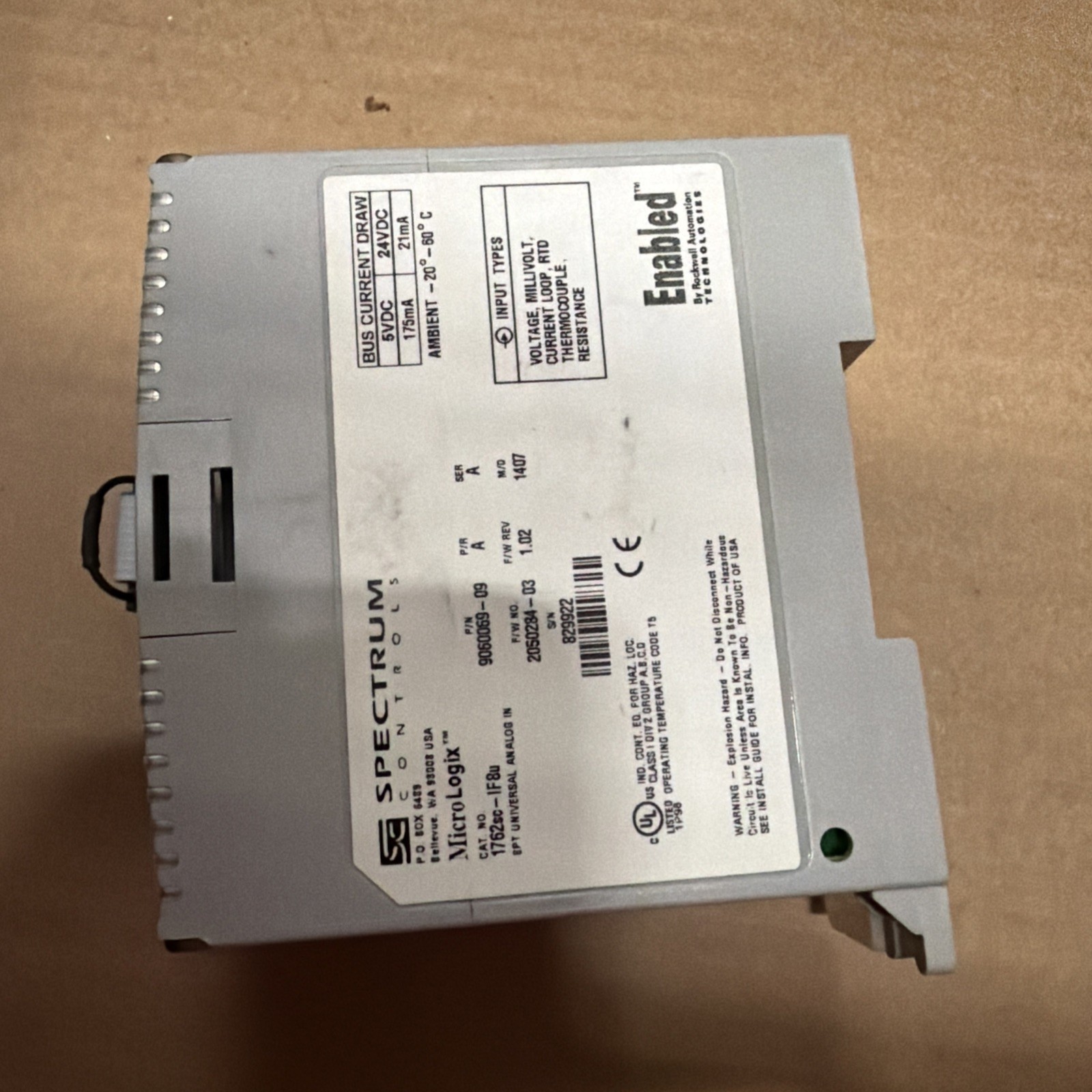 Spectrum 1762SC-IF8U 8-Channel Analog Input Module for Allen-Bradley ...
