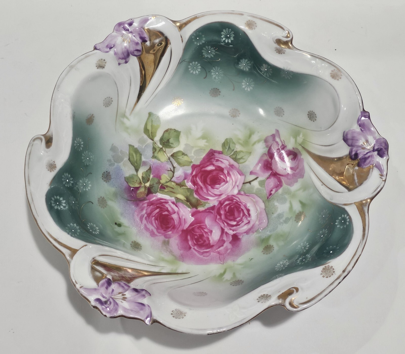 Antique 1900s Ornate RS Prussia Rose Gilt Scalloped Cabinet Bowl | eBay