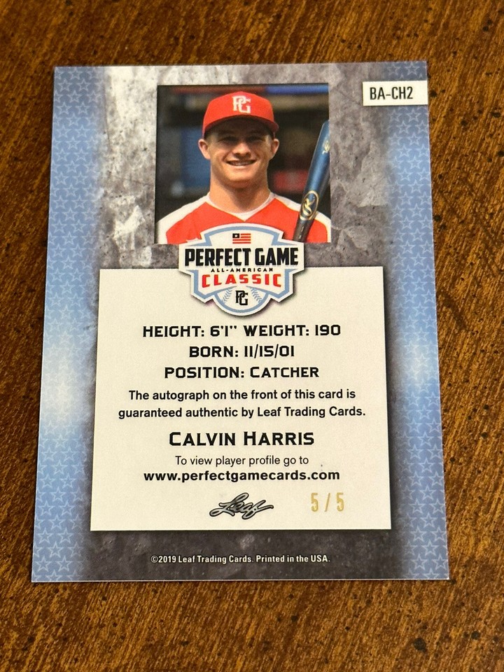 CALVIN HARRIS 2019 Leaf Perfect Game Autograph Metal Red #5/5 White Sox ...