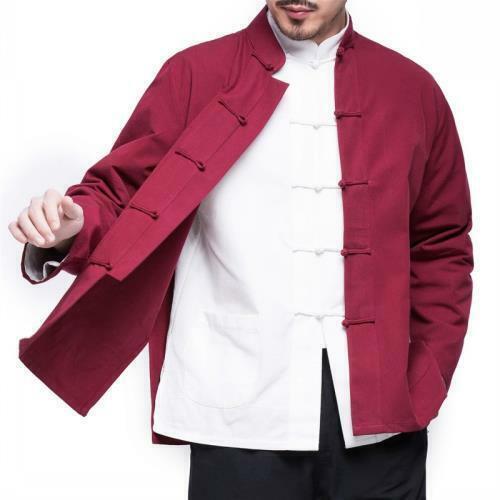Men Kung Fu Coat Chinese Traditional Tai Chi Uniform Tang Suit Jacket ...