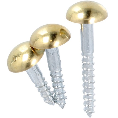MIRROR SCREWS Polished Brass Plated Dome Head Cap Cover Heavy Duty Wall ...
