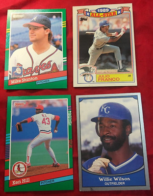 Mixed Baseball Lot Of 4 Cards Ken Hill Willie Wilson Julio Franco Mike ...