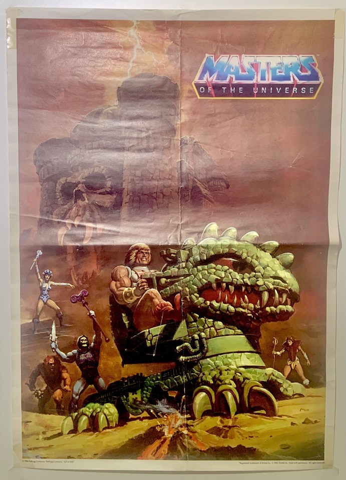 BLASTER HAWK MOTU He-Man & 1984 Kellogg’s Poster & Huge Action Figure ...