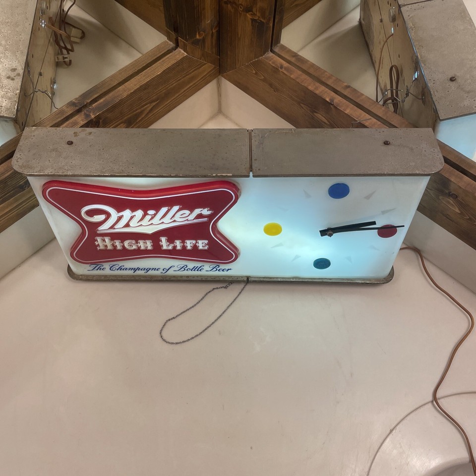 1957 Miller High Life Lighted Bar Advertising Clock Sign | eBay
