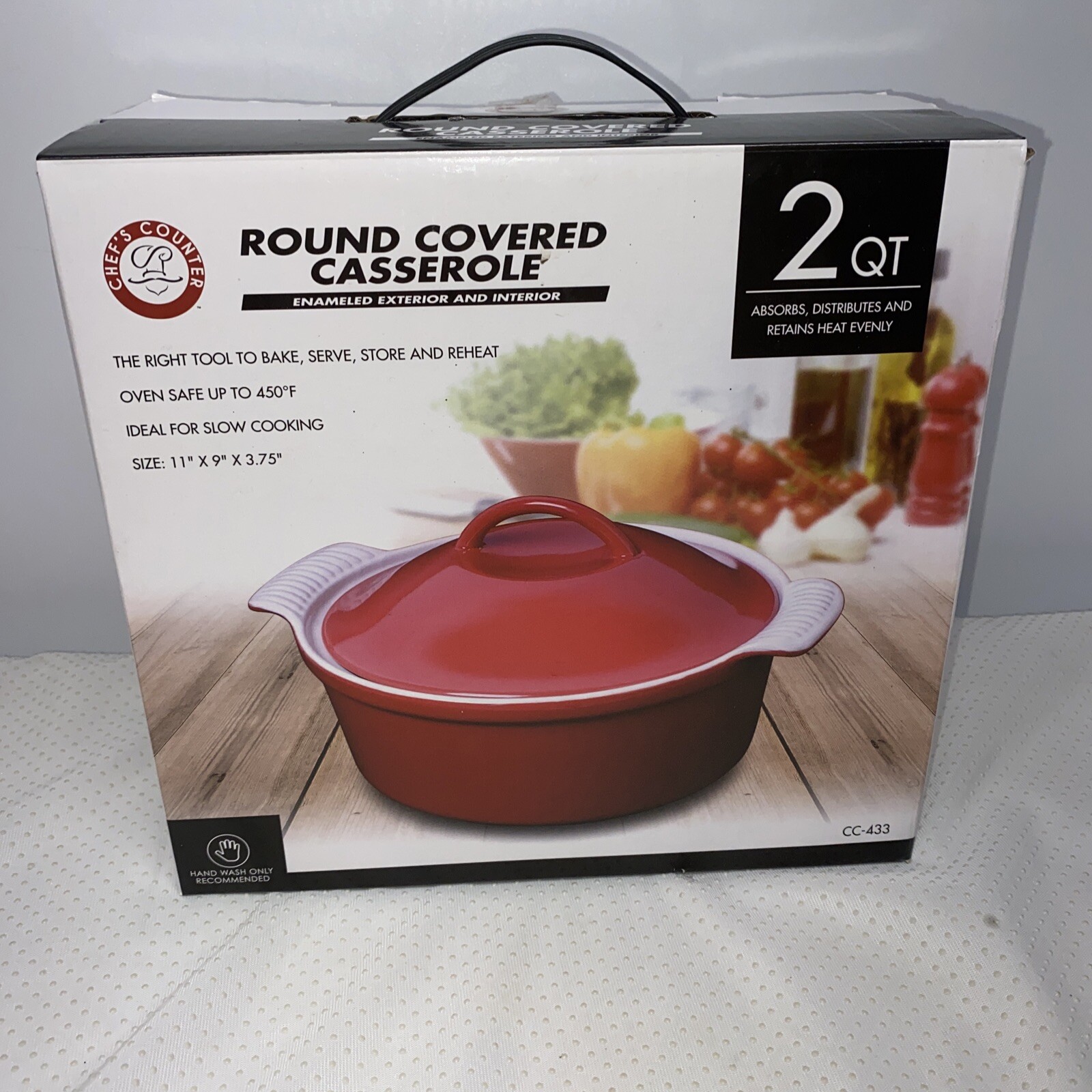 Chef's Counter 2QT Round Covered Casserole Dish RED NEW | eBay