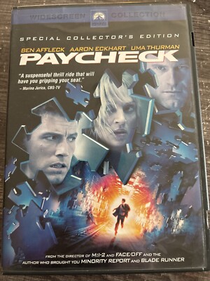 Paycheck DVD Widescreen Ben Affleck Aaron Eckhart Uma Thurman Movie ...