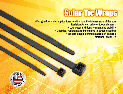 SOLAR Application Cable Tie/Tie Wraps 5.84", 40lb. 100 Pack. USA MADE ...