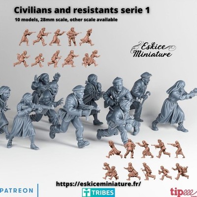 Eskice Miniatures WW2 France Civilians & Resistance Partisans Bolt ...
