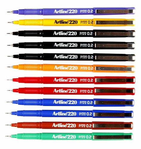 Artline 220 Fineliners Technical Drawing Marker Pens Super Fine Point 0 ...