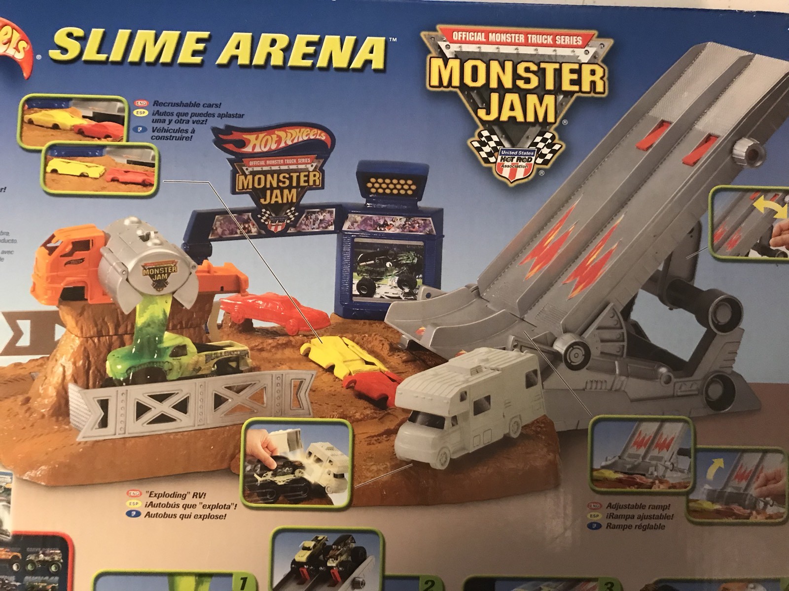 Monster Jam Truck Slime Arena Rare Cib Vhtf 20th Ann. Grave Digger Nib ...