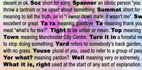 Manc Dictionary Manchester Slang Sayings Gift Art Print Canvas Picture ...