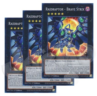 Yugioh - Raidraptor Brave Strix x 3 - 1st Edition Super Rare NM - Free ...