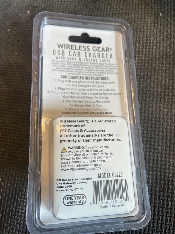 Wireless Gear Dual USB Car Charger With sync and charge cable #G0229 | eBay