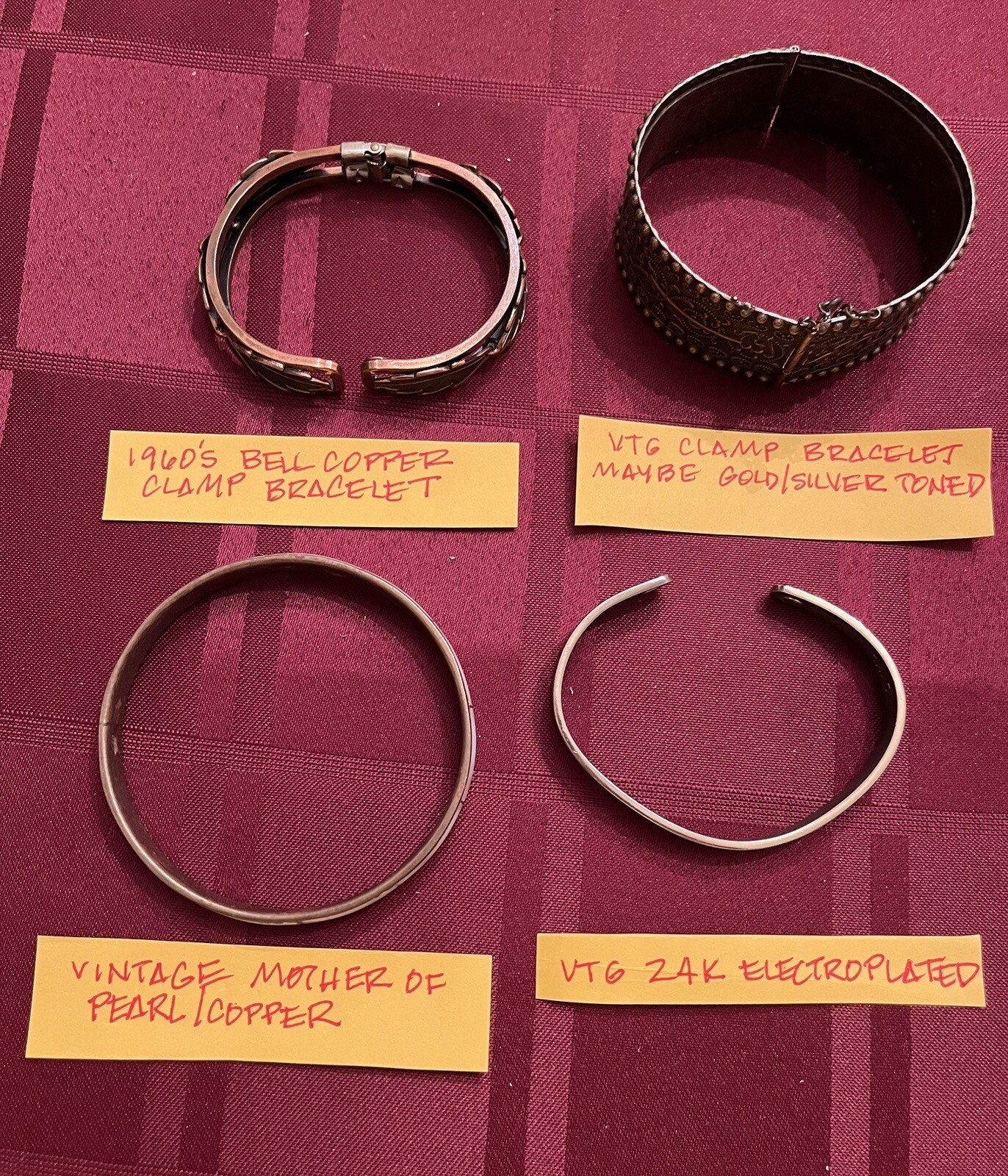 ️VTG LOT OF 4 BRACELETS. 2 CLAMP & 2 BANGLE. COPPER, GOLD PLATED | eBay