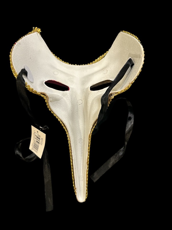 Italian Venetian Masquerade Mask Large Long Nose Beak Red Black Gold ...