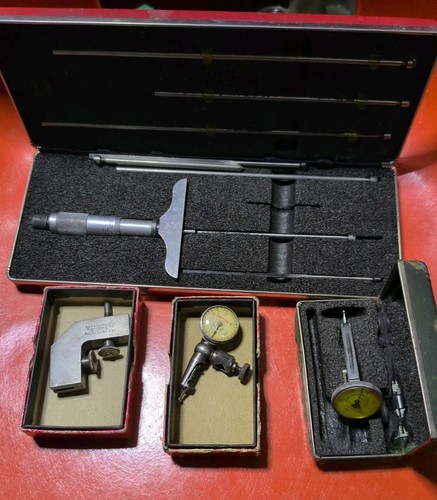 Lot Of 4 ~STARRETT MICROMETER, Last Word Dial,Combination Square Attach ...
