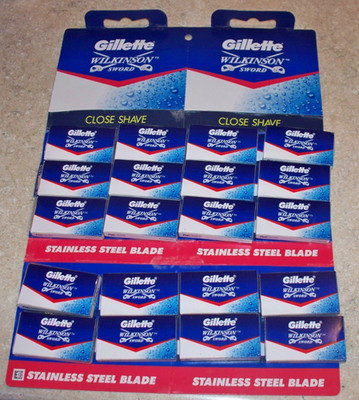 100 PC GILLETTE WILKINSON SWORD SHAVING BLADES Double Edge Safety Razor ...