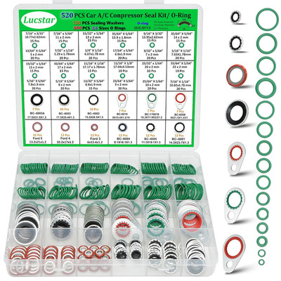 A/C O Ring Kit, 400PCS O Ring Assortment Kit, 120PCS AC Seal Kit, AC ...