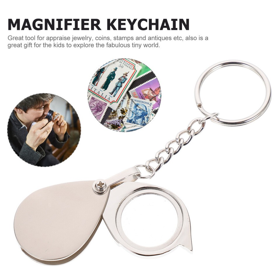 Portable Creative Foldable Loupe Magnifier Keychain Magnifier Keyring ...