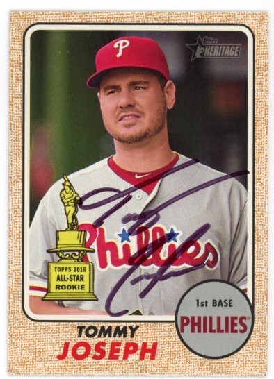 SIGNED BASEBALL CARD AUTO TOPPS 2017 HERITAGE TOMMY JOSEPH PHILLIES ...