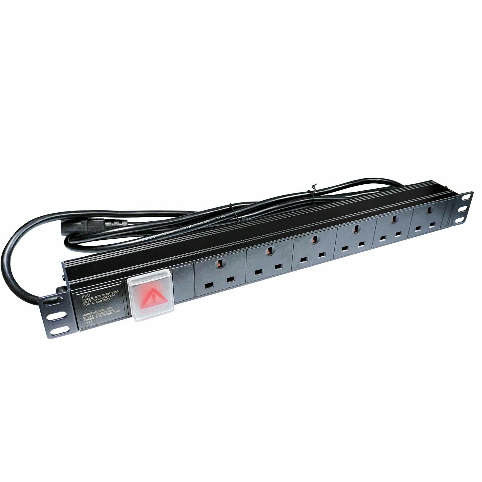 1U 6-Way 19-inch PDU Horizontal Rack Power Distribution Unit IEC C14 3M ...