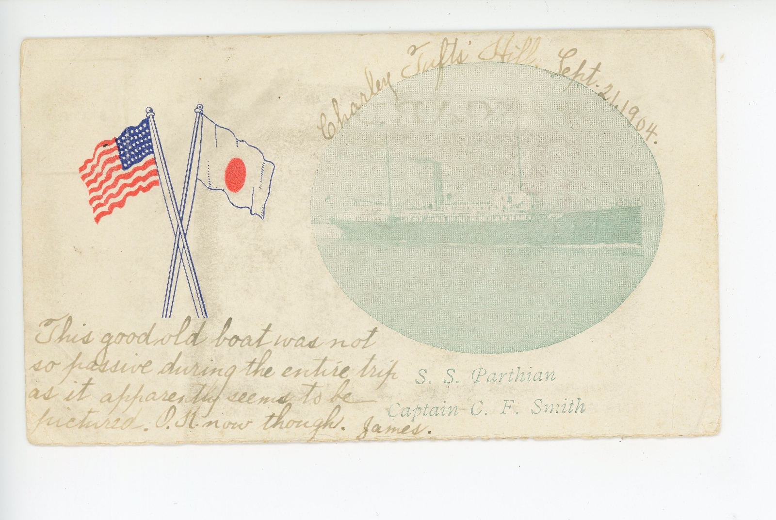 SS Parthia RARE Antique UDB Japan USA Steamer Steamship Liner PC ca ...