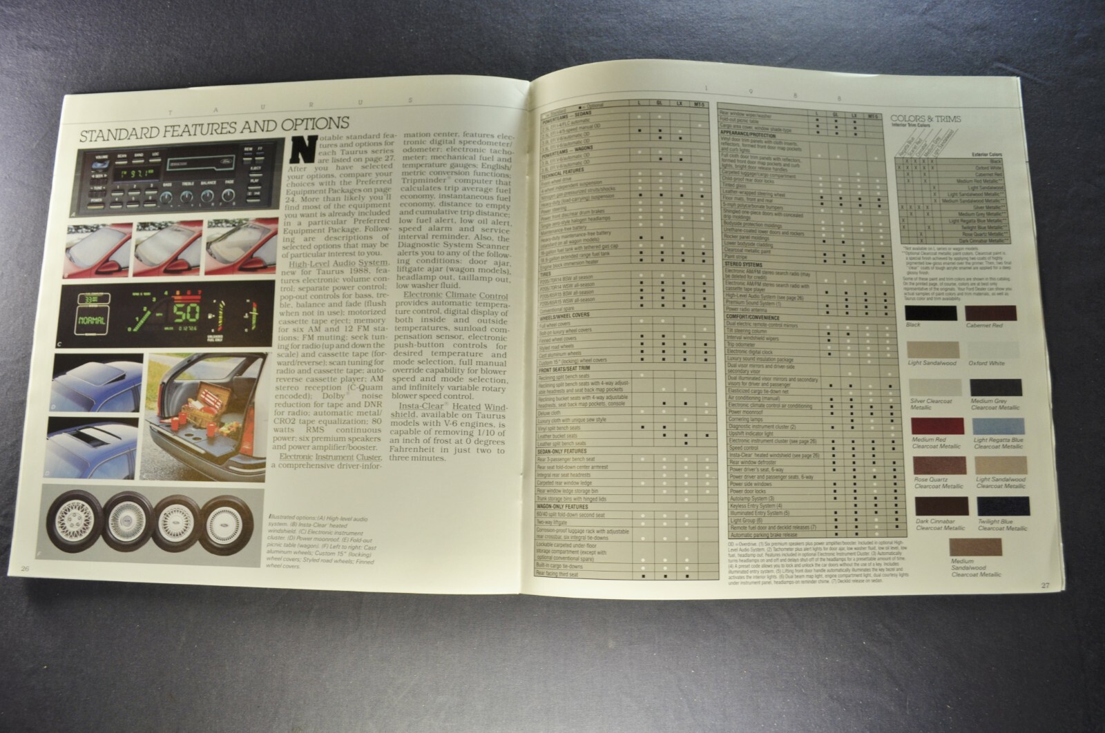 1988 Ford Taurus Catalog Brochure Sedan LX GL MT5 L Wagon Excellent ...