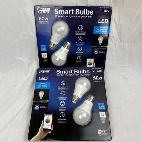 NEW! 4 PK Feit Electric Smart Wi-Fi LED RBG Color Dimmable 60W Light ...