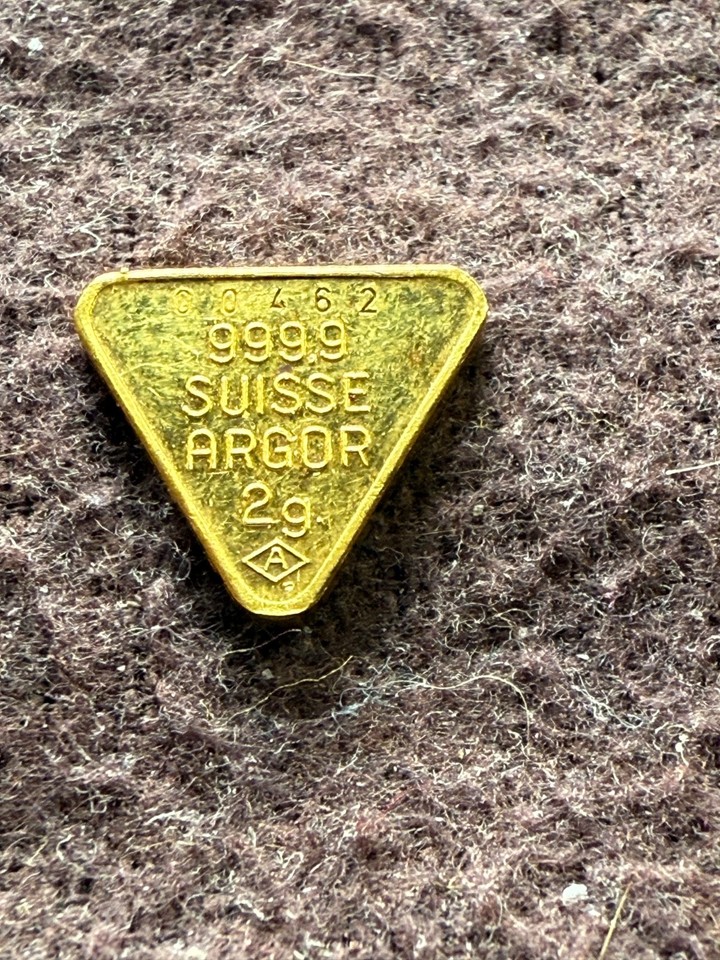 Vintage Swiss Argor Chiasso * 2 Grams .9999 Gold Triangle Coin Bar ...