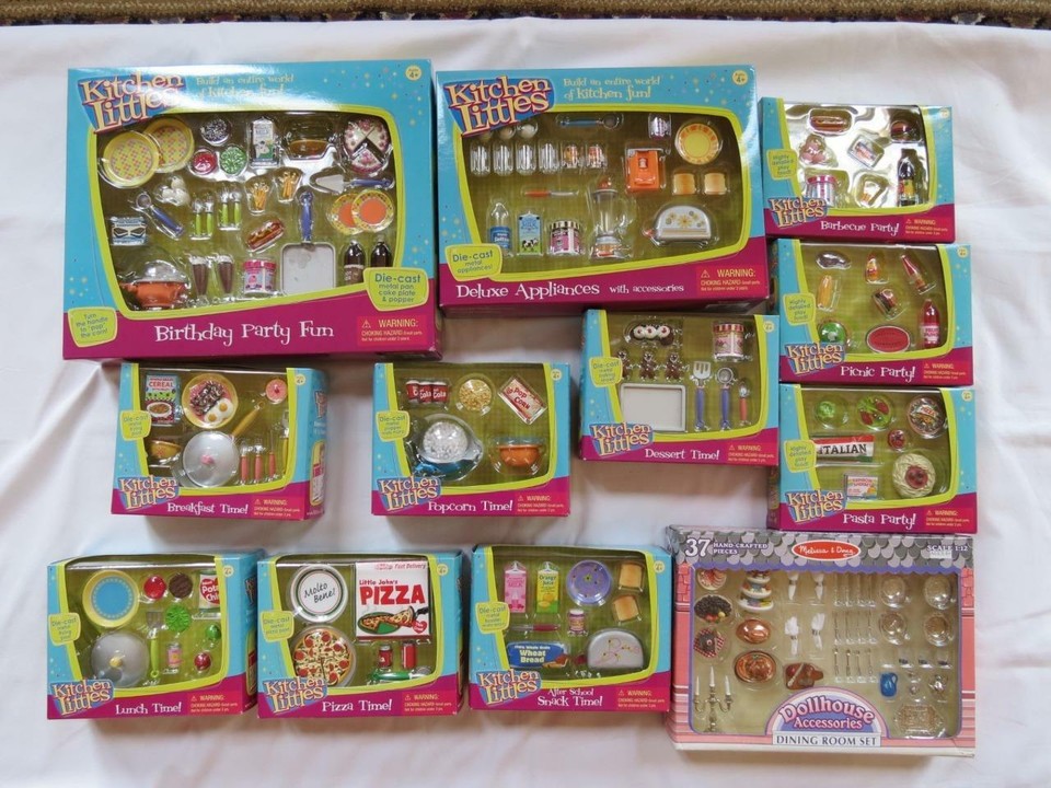 Kitchen Littles Breakfast Time Set Barbie Food Eggs Bacon Cereal Pan ...