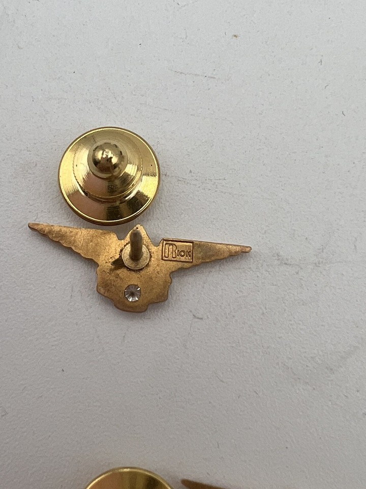 Vintage Delta Airline Employee Service Pins Sterling 10K Gold Diamond ...
