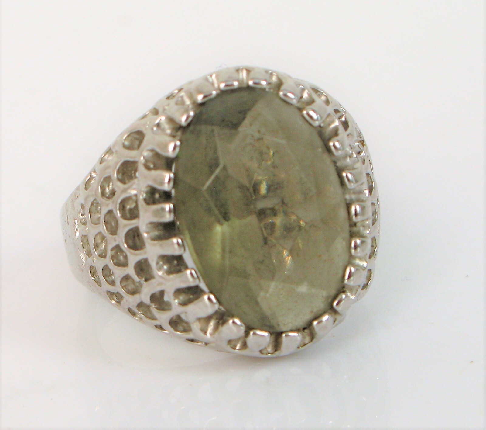 VTG BEAUTIFUL DESIGNER SIGNED UNCAS STERLING SILVER GREEN STONE SIGNET ...