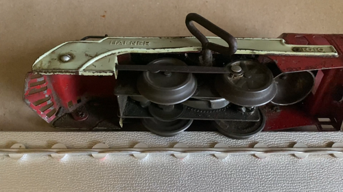 HAFNER PRE-WAR WIND-UP #1010 TRAIN ENGINE & GLEN ELLYN TRAIN STATION ...