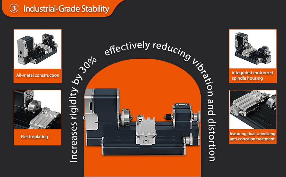 ZHRUI 36W DIY All-metal Mini Lathe Didactical Lathe Tool for Hobby ...