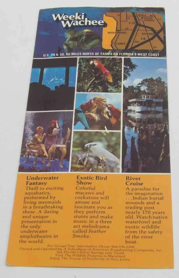 Vintage Florida's Weeki Wachee Spring of Live Mermaids Leaflet Brochure ...