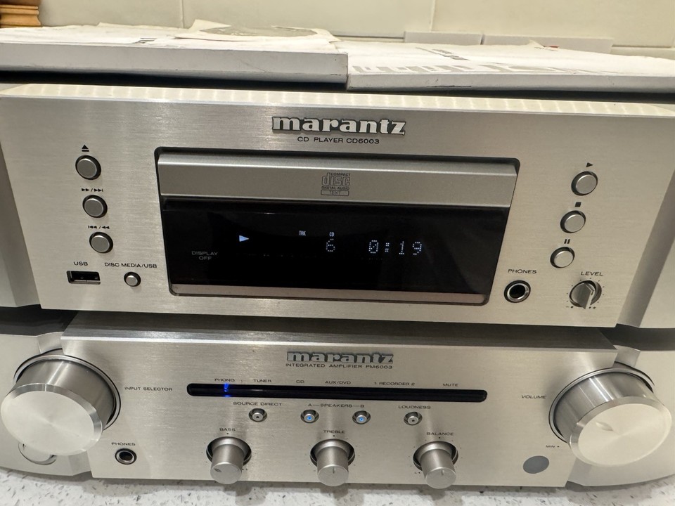 Marantz PM6003 Stereo Integrated Amplifier Hifi Silver CD6003 Cd Player ...