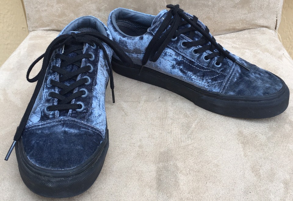 Vans Velvet Skate Old Skool Lace Up Sneakers Flats, Blue, Men’s 6 Women ...