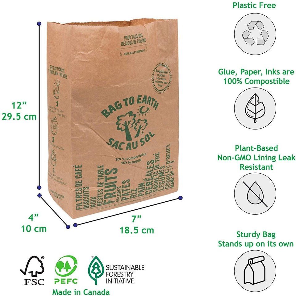 Kitchen Food Waste Bag Compostable Bag Leak Resistant %100 Paper ...