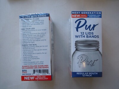 Pur Canning Jar Regular Mouth Lids With Bands 2 boxes of 12 | eBay